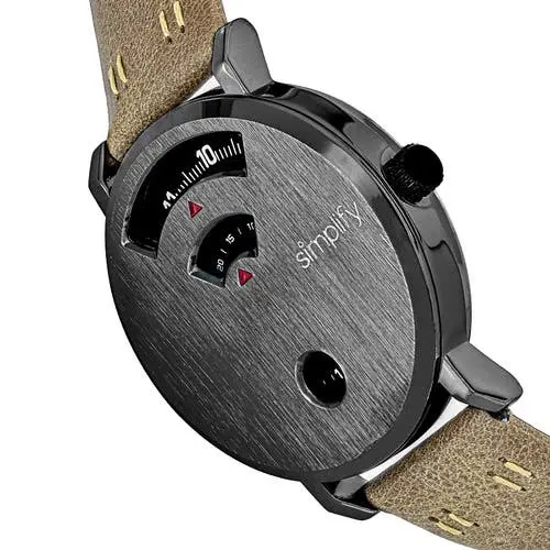 SIMPLIFY The 7000 Leather-band Watch - Gunmetal/brown