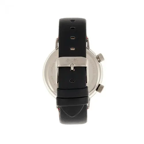 SIMPLIFY Leather-band Strap Watch - Black/silver