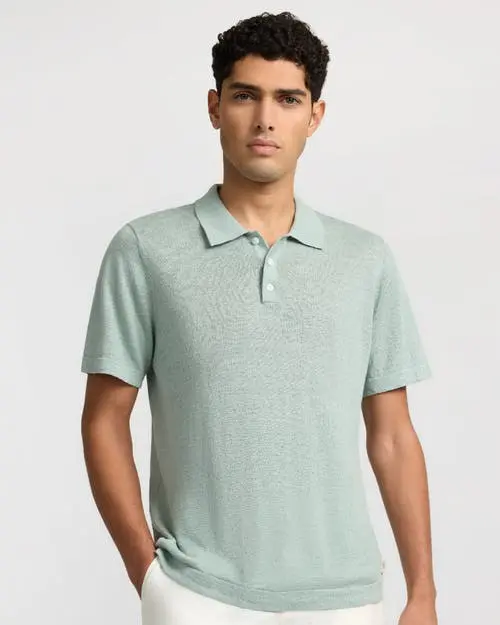 Onia Linen Sweater Polo - Washed Olive