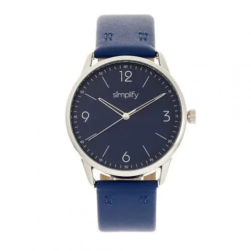 SIMPLIFY Leather-band Strap Watch - Blue