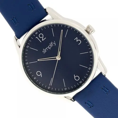 SIMPLIFY Leather-band Strap Watch - Blue