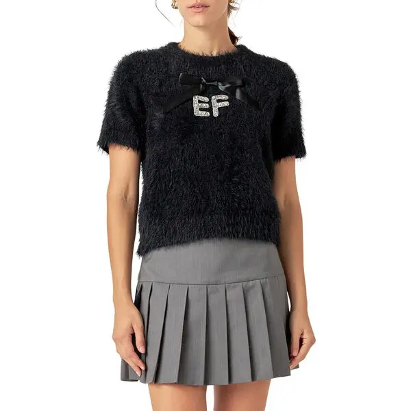 English Factory Rhinestone Logo Sweater