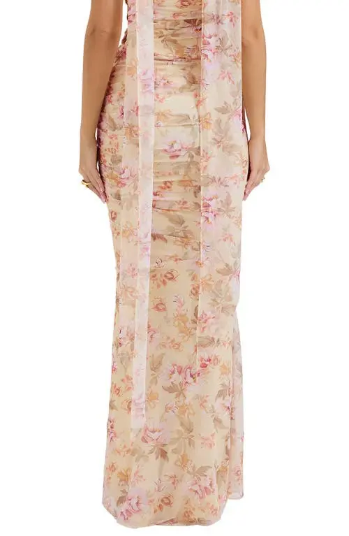 House Of Cb Cassidy Floral Print Maxi Skirt - Sun Bleached