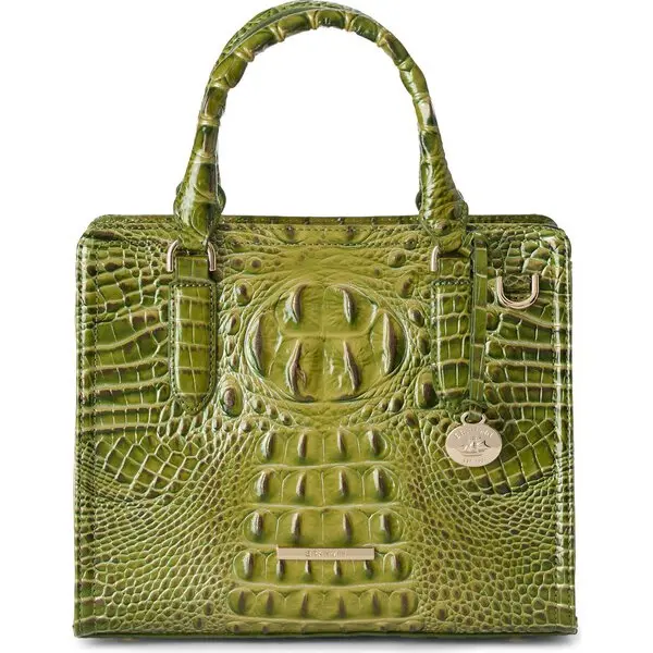 Brahmin Cami Croc Embossed Leather Satchel - Olive