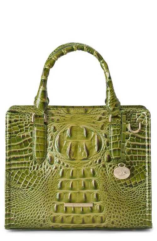 Brahmin Cami Croc Embossed Leather Satchel - Olive