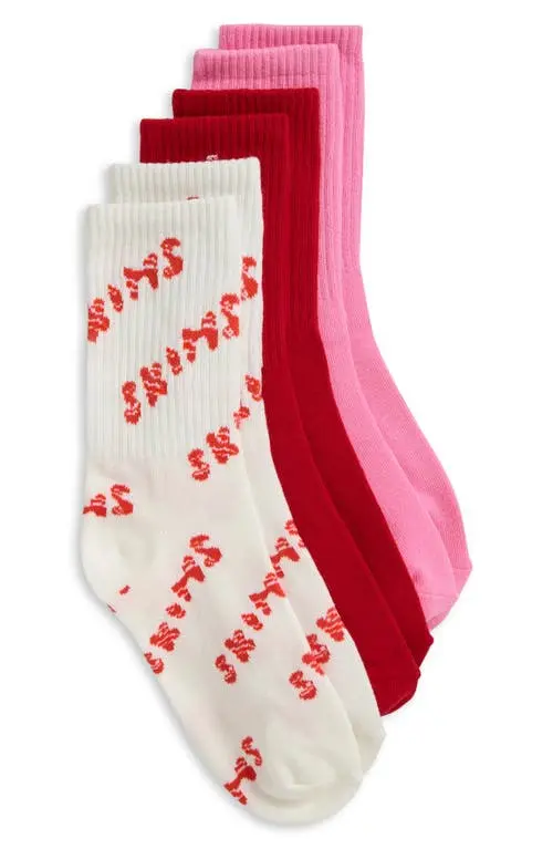 SKIMS 3-pack Sports Socks - Candy Cane Multi