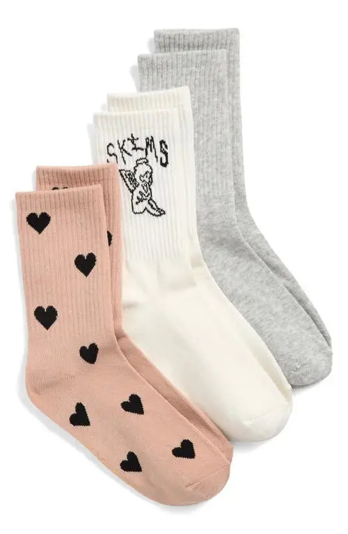 SKIMS 3-pack Sports Socks - Spaced Hearts Multi