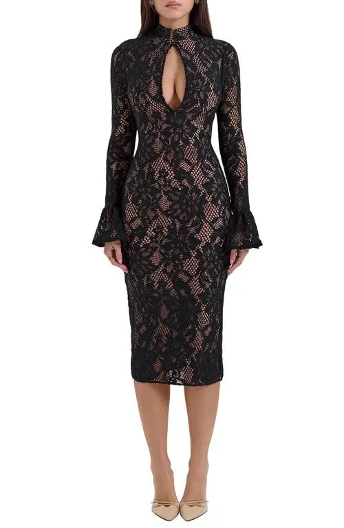 House Of Cb Pierette Long Sleeve Cocktail Dress - Black