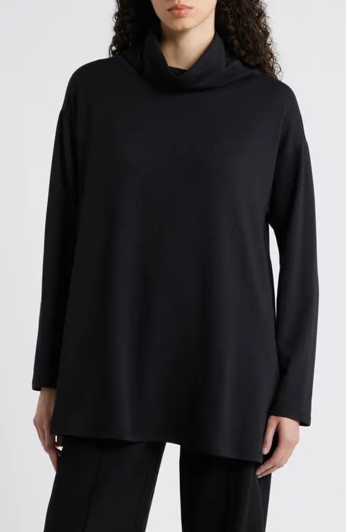 Eileen Fisher Cowl Neck Knit Top - Black