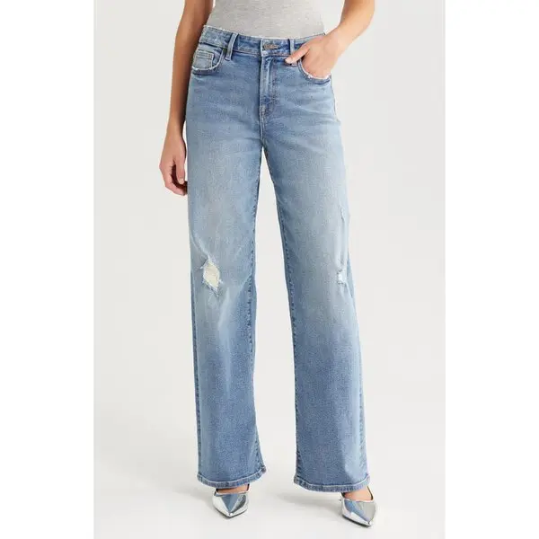 HIDDEN JEANS Distressed High-waist Straight-leg Jeans