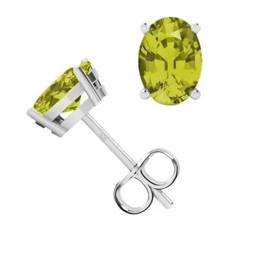 DONATELLO GIAN Name' Sterling Silver Oval Stud Earrings - Peridot