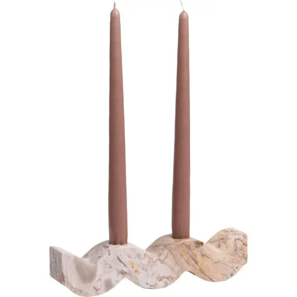 DAR PROYECTOS Wavy Gemstone Candelabra - Creamy Soapstone