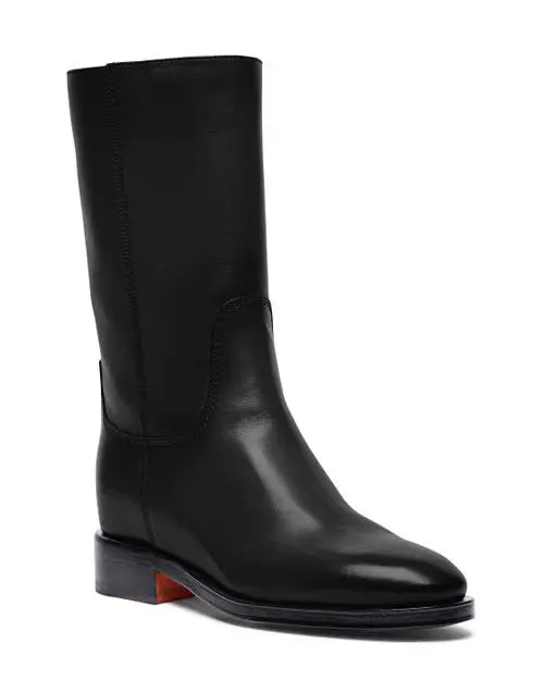 Santoni Leather Ankle Boots - Black