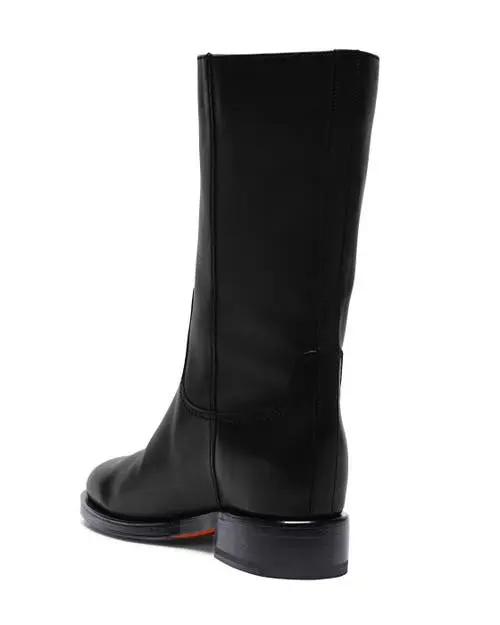 Santoni Leather Ankle Boots - Black