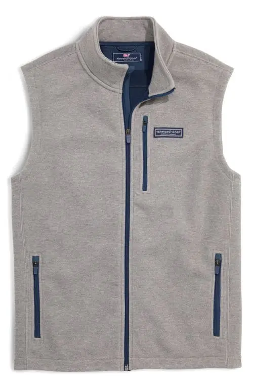 Vineyard Vines Mountain Sweater Fleece Zip-up Vest - Ultimate Gray