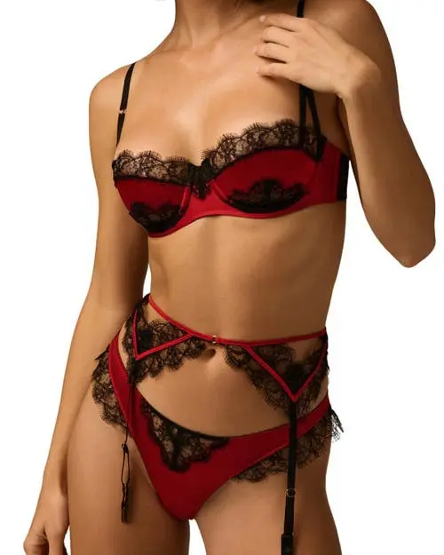 Kiki De Montparnasse Lace Inset Bra - Red