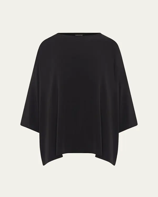 Eskandar Boat Neck Longline Top - Black