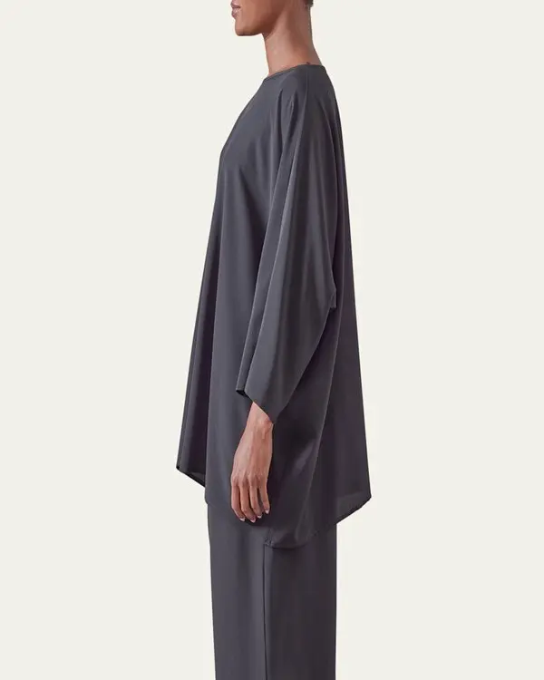 Eskandar Boat Neck Longline Top - Black