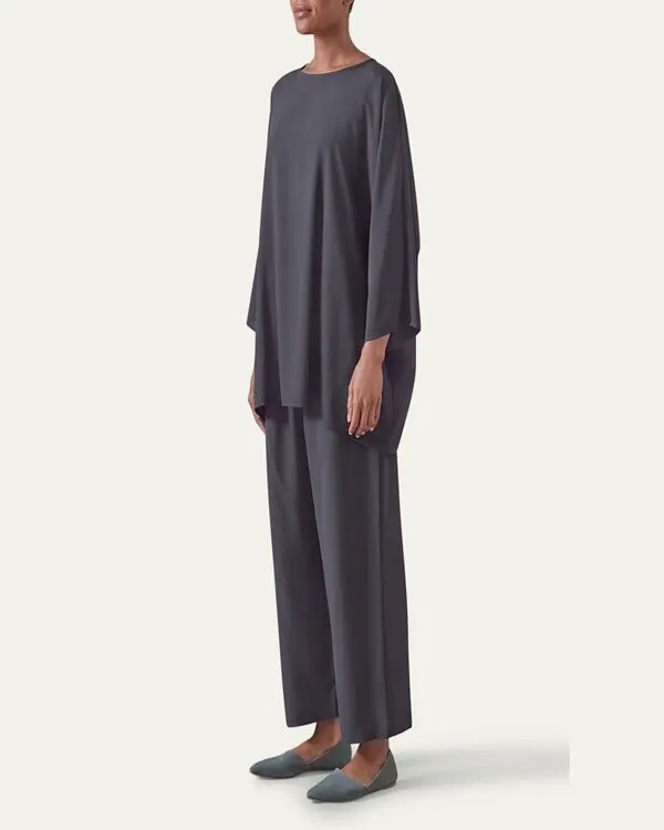 Eskandar Boat Neck Longline Top - Black