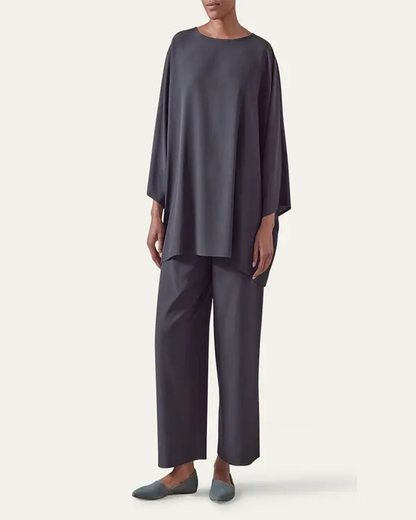 Eskandar Boat Neck Longline Top - Black
