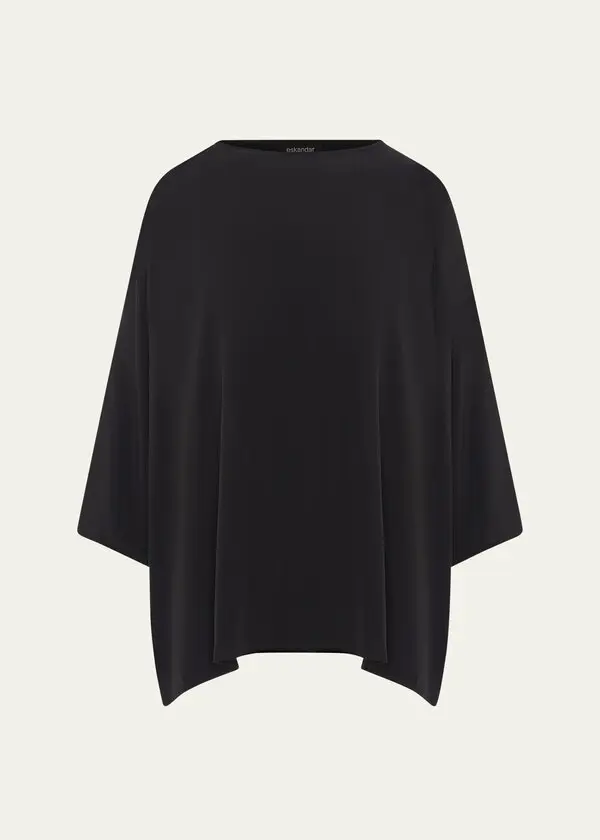 Eskandar Boat Neck Longline Top - Black