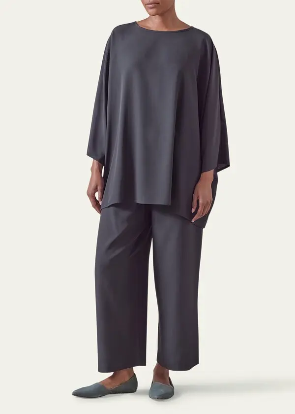 Eskandar Boat Neck Longline Top - Black