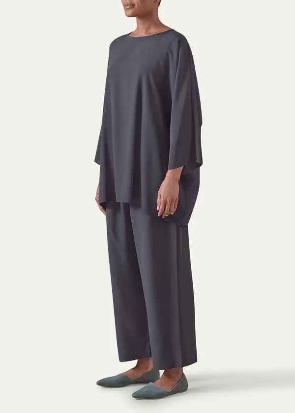 Eskandar Boat Neck Longline Top - Black