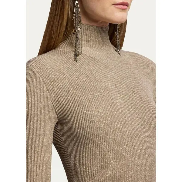 Ralph Lauren Ribbed Turtleneck Evening Dress