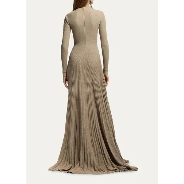 Ralph Lauren Ribbed Turtleneck Evening Dress