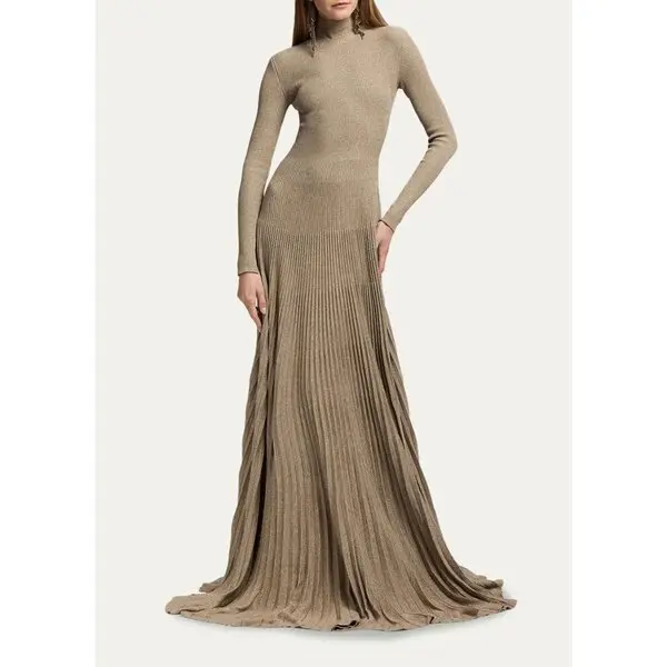 Ralph Lauren Ribbed Turtleneck Evening Dress