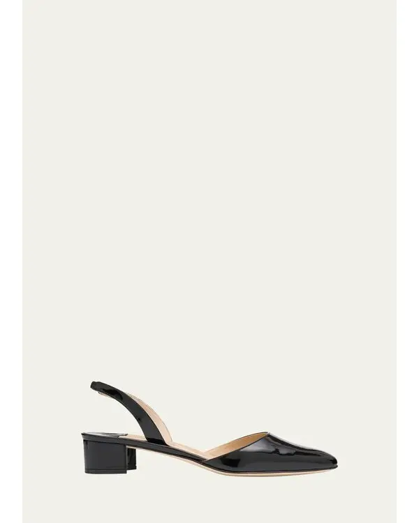 Manolo Blahnik Aspro Leather Ballerina Pumps - Black