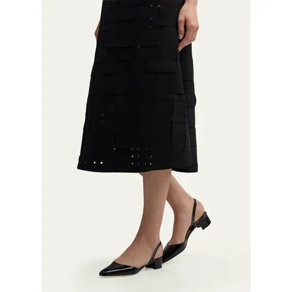 Manolo Blahnik Aspro Leather Ballerina Pumps - Black
