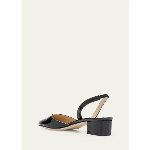 Manolo Blahnik Aspro Leather Ballerina Pumps - Black