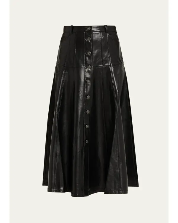 Cinq À Sept Veena Vegan Leather Midi Skirt - Black