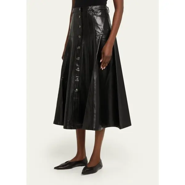 Cinq À Sept Veena Vegan Leather Midi Skirt - Black