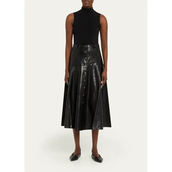 Cinq À Sept Veena Vegan Leather Midi Skirt - Black