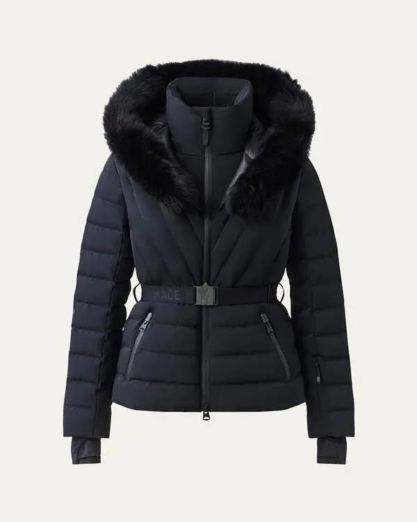 Mackage Elita Down Ski Jacket With Shearling Trim - Black
