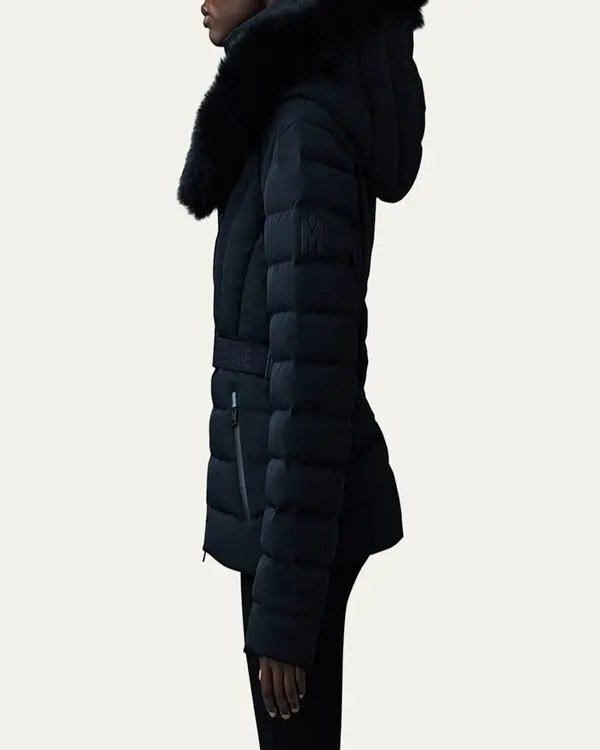 Mackage Elita Down Ski Jacket With Shearling Trim - Black