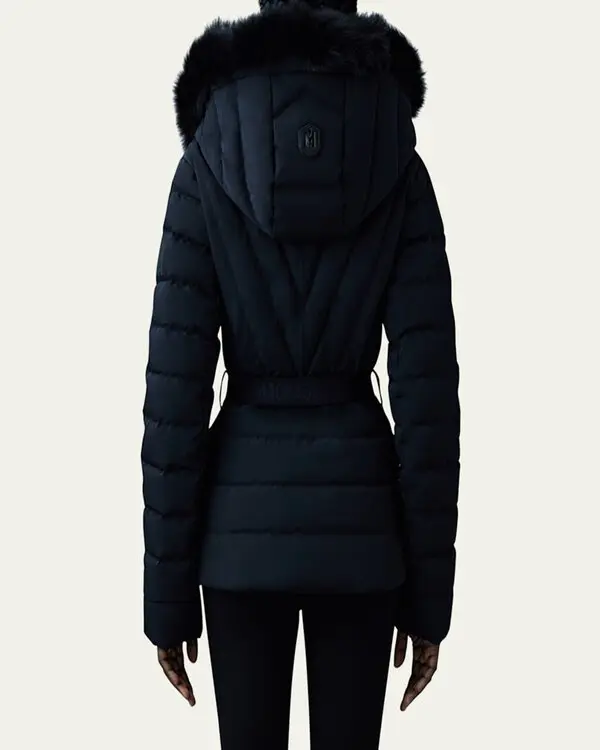 Mackage Elita Down Ski Jacket With Shearling Trim - Black