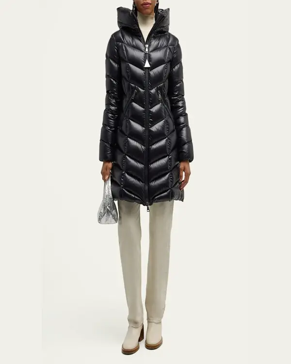 Moncler Marus Long Chevron-quilted Jacket