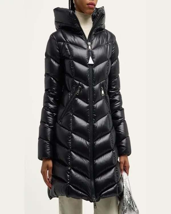 Moncler Marus Long Chevron-quilted Jacket