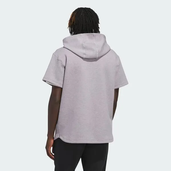 Adidas Short Sleeve Hooded Sweatshirt - Medium Grey Heather