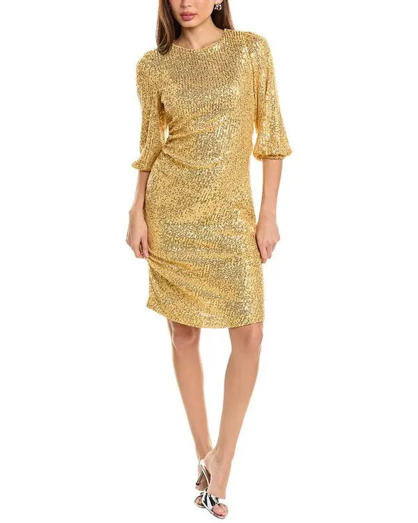 green emerald velvet dress Nanette Lepore Women's V-Neck Long Sleeve Sequin Mini Dress