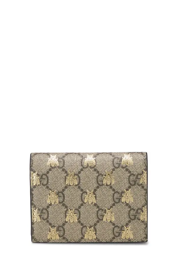 Gucci Gg Supreme Canvas Bee Card Case - Beige