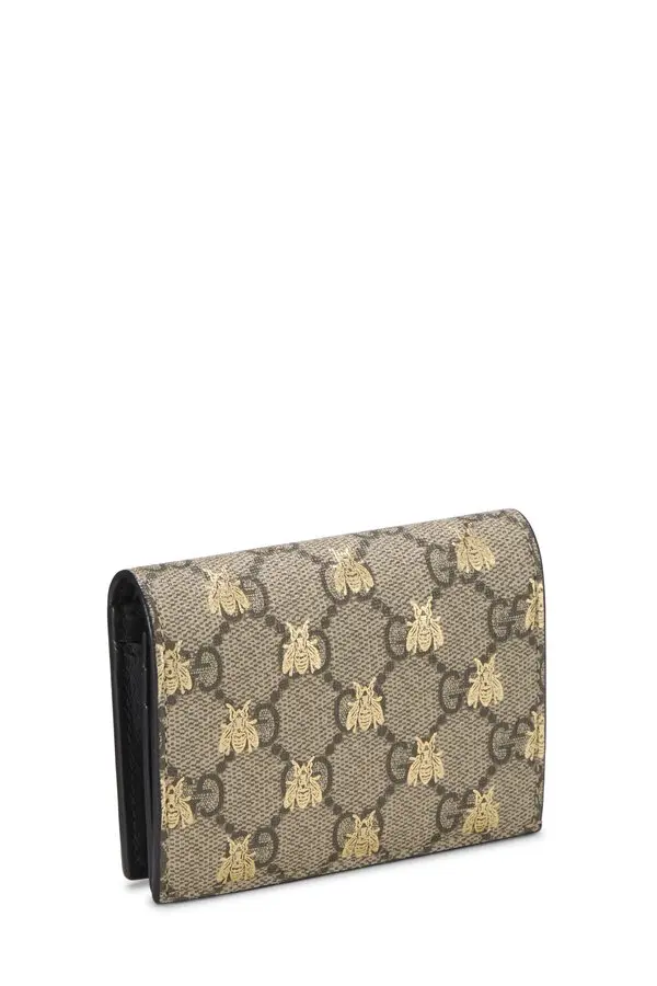 Gucci Gg Supreme Canvas Bee Card Case - Black