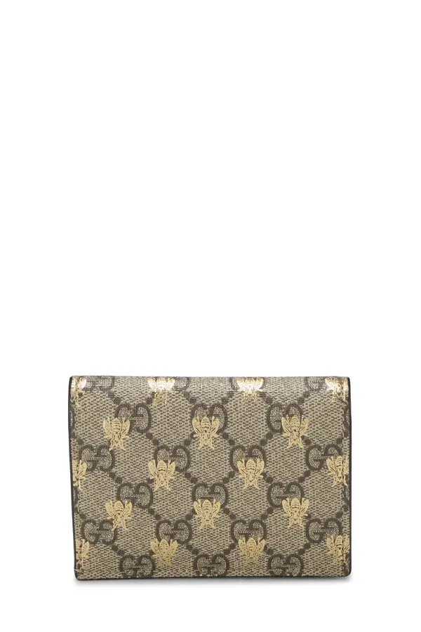 Gucci Gg Supreme Canvas Bee Card Case - Black