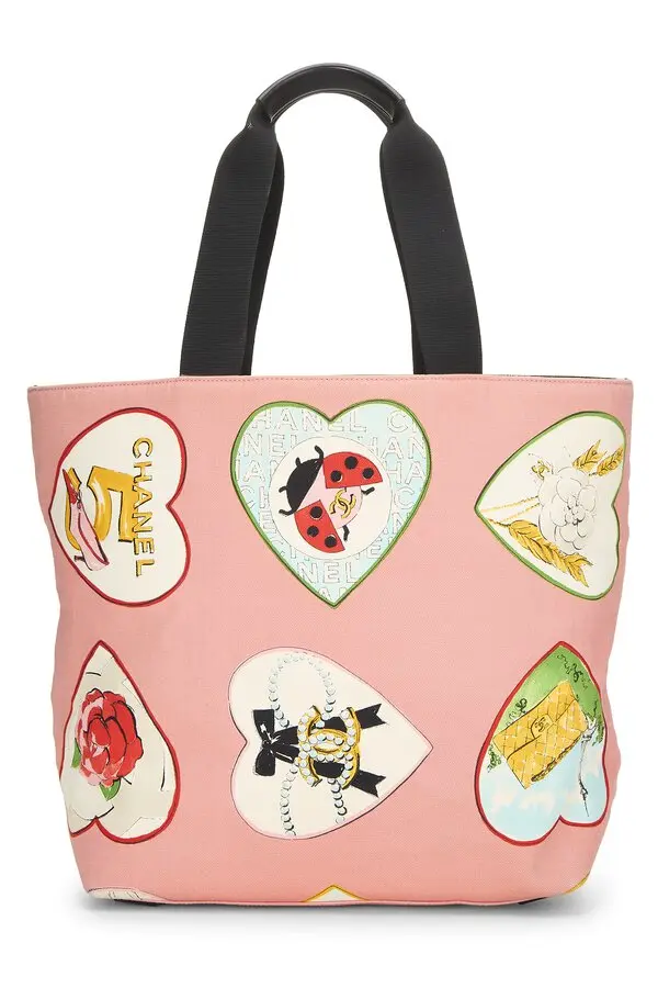 Chanel Canvas Camellia Heart Tote - Pink