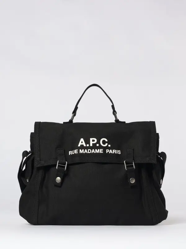 A.p.c. Cotton Travel Bag With Printed Logo And Removable Strap - Black