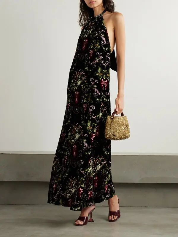 Cara Cara Geneva Floral-print Velvet Maxi Dress