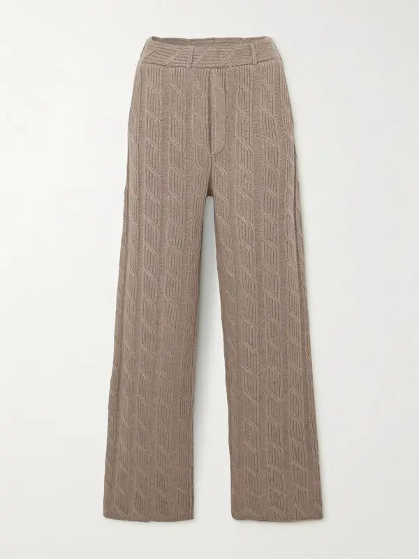 LISA YANG Ebba Cable-knit Wide-leg Pants - Brown